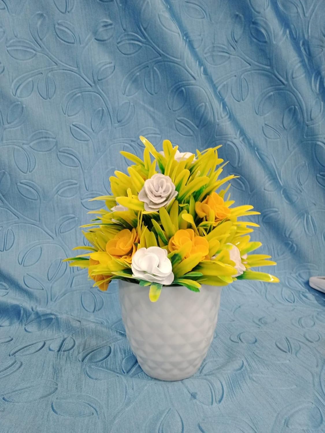 Buy SAYA ARTS & CREATION Artificial Yellow & White Rose Plant with Pot ...