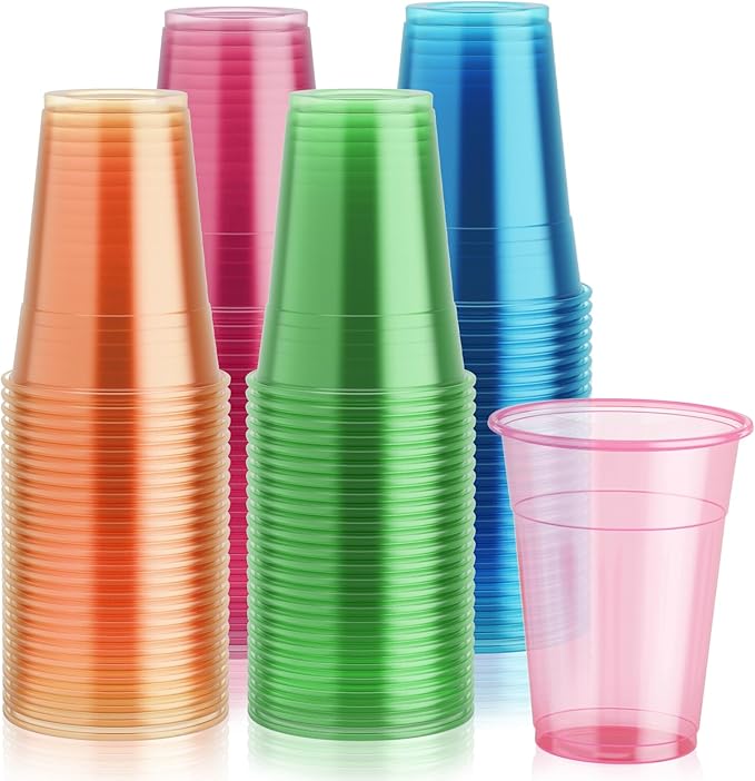 Amazon.com: Lilymicky 100 Pack 16 oz Plastic Cups, Neon Glowing Plastic ...