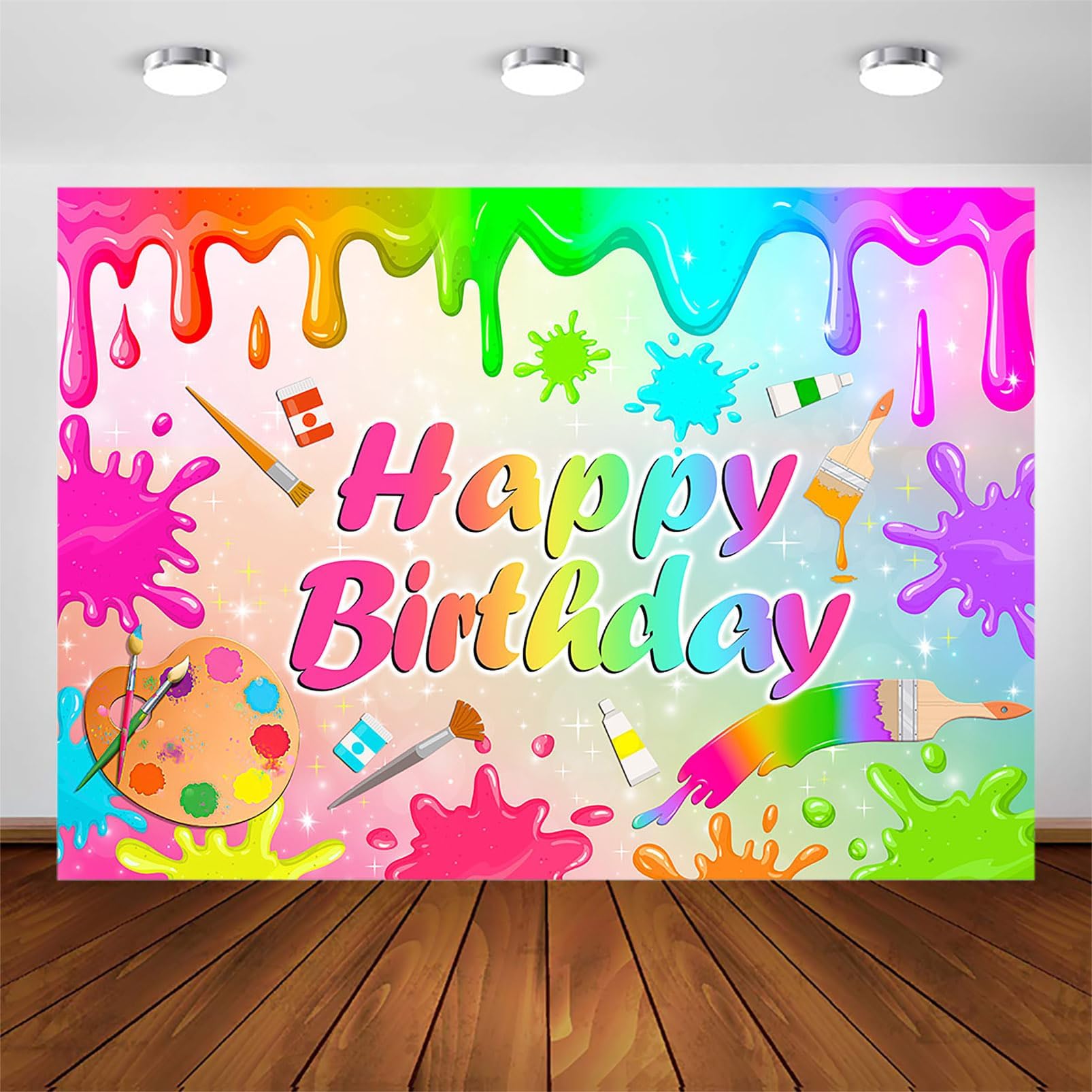 Amazon.com : Avezano Art Paint Happy Birthday Backdrop Kids' Artist ...