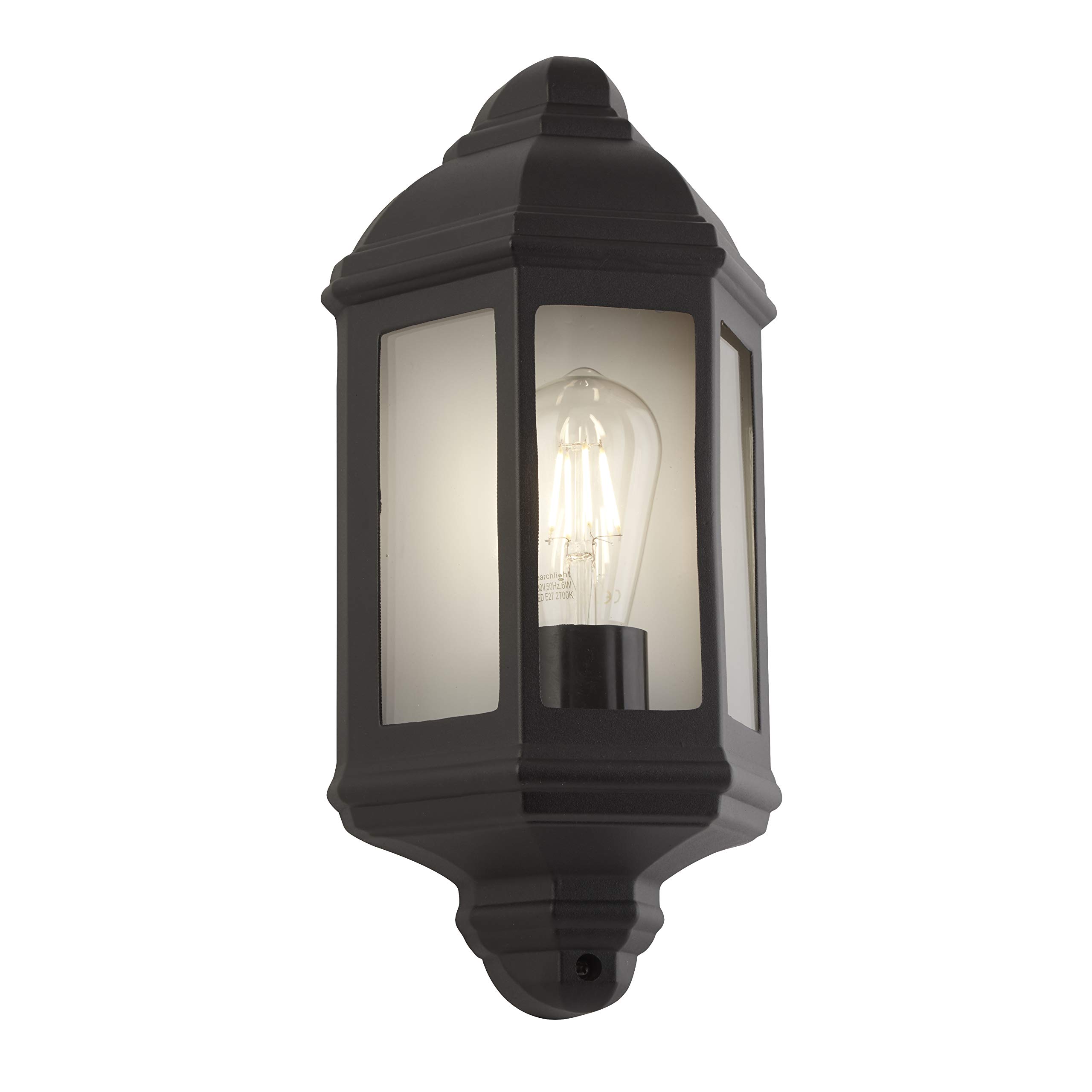 Traditional Outdoor Durable Cast Aluminum Half Wall Light in Black with ...