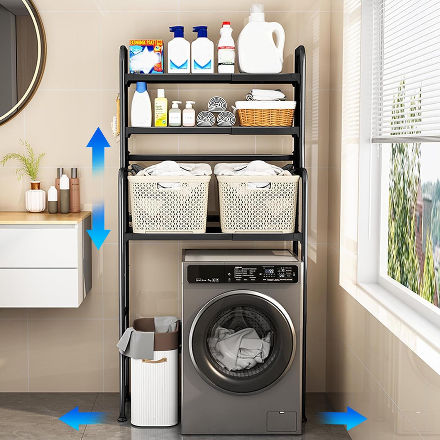 Amazon.com: Abao panda 3-Tier Bathroom Room Shelf Washing Machine ...