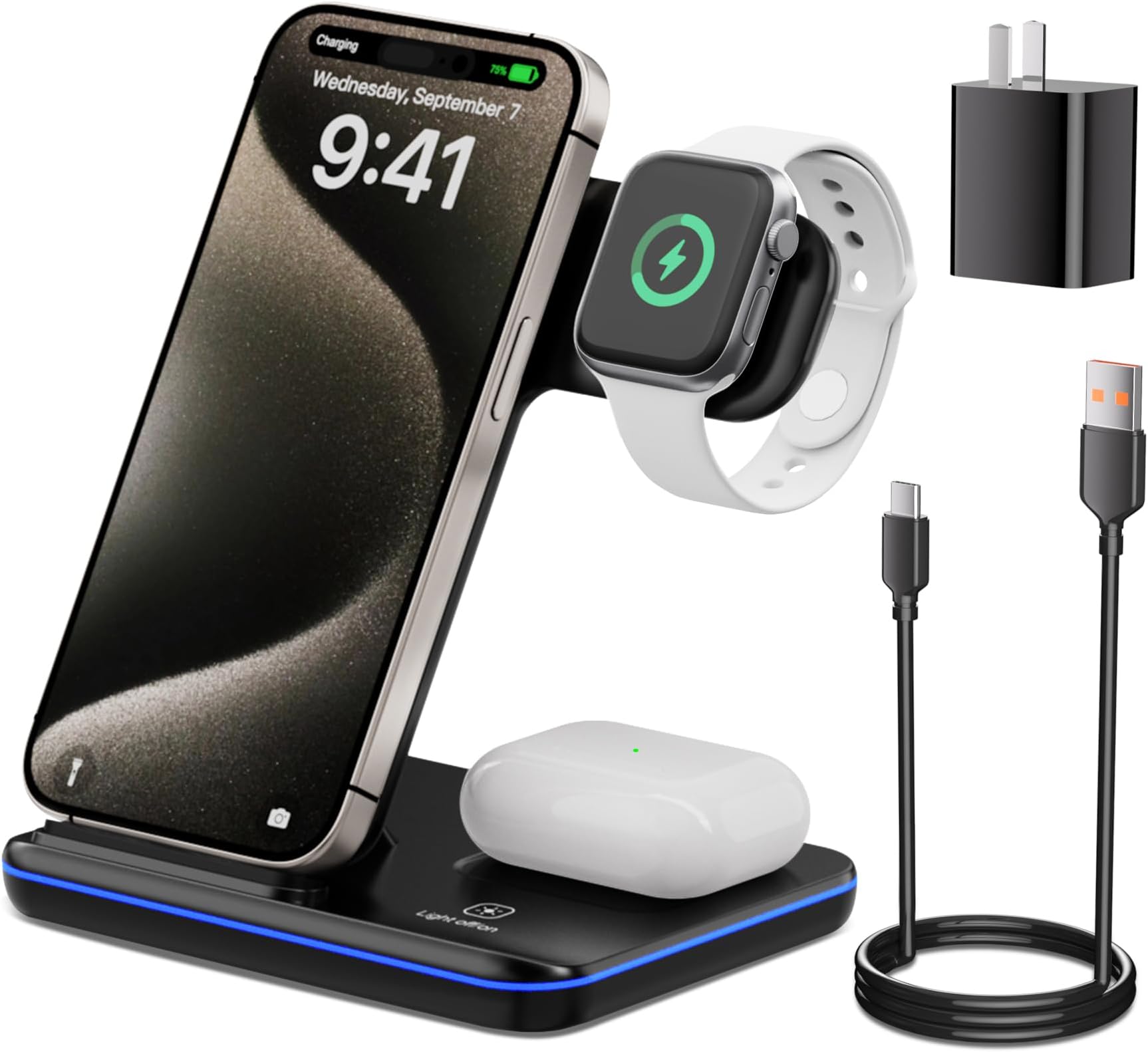 Amazon.com: Hocookeper Wireless Charger 3 in 1 Wireless Charging ...