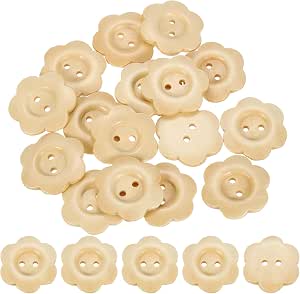 Amazon.com: uxcell 20Pcs Wooden Buttons, 28mm Flower Shape Wood Buttons ...