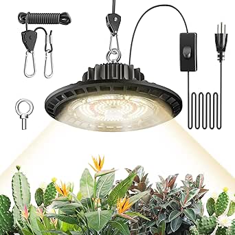 AJABotanics 100W Hanging LED Grow Light for Indoor Plants, Full ...