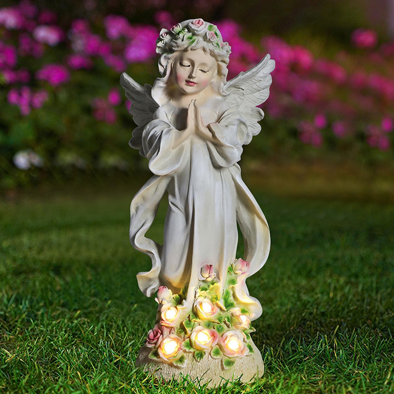 Solar Powered Angel Figurines Guardian Angel Reading Book Garden
