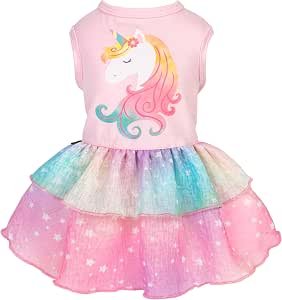 Amazon.com : Fitwarm Rainbow Unicorn Dog Tutu Dress, Summer Clothes for ...