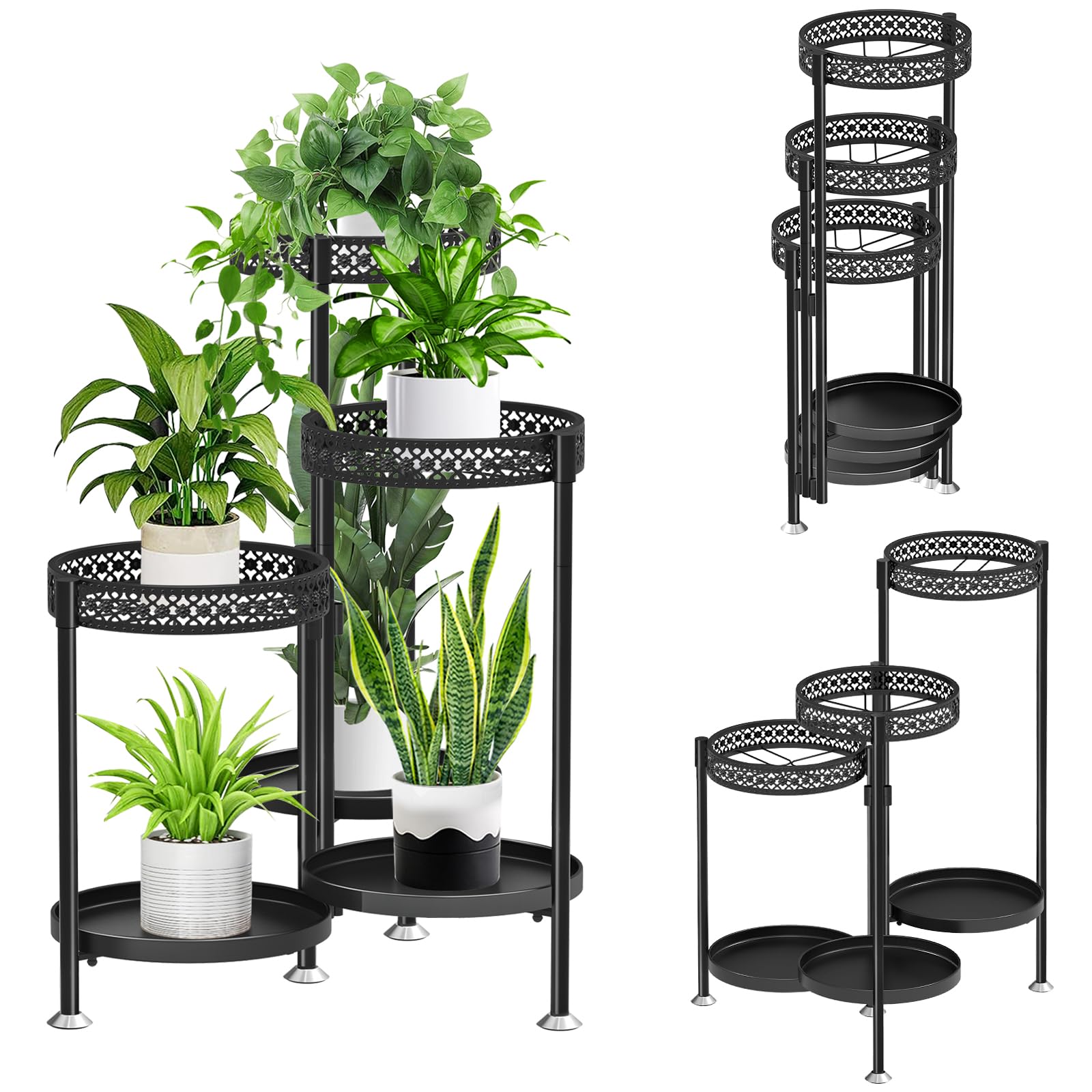 6 Tier Foldable Plant Stand Indoor Outdoor, ZOXILEN Modern Tall Large ...