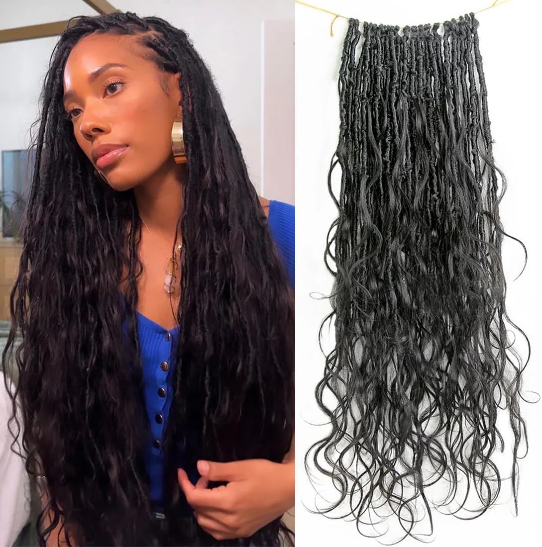 Amazon.com : Pre-looped Crochet Locs with Human Hair Curls Dreadlocks ...