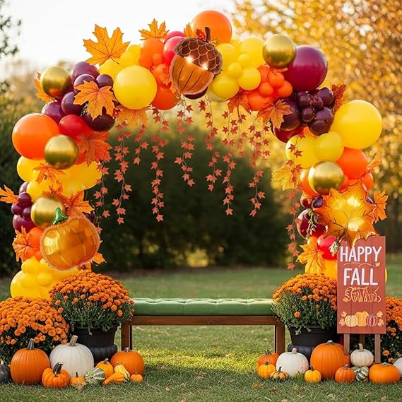 Amazon.com: Fall Balloons Arch Garland Kit Burnt Orange Burgundy ...