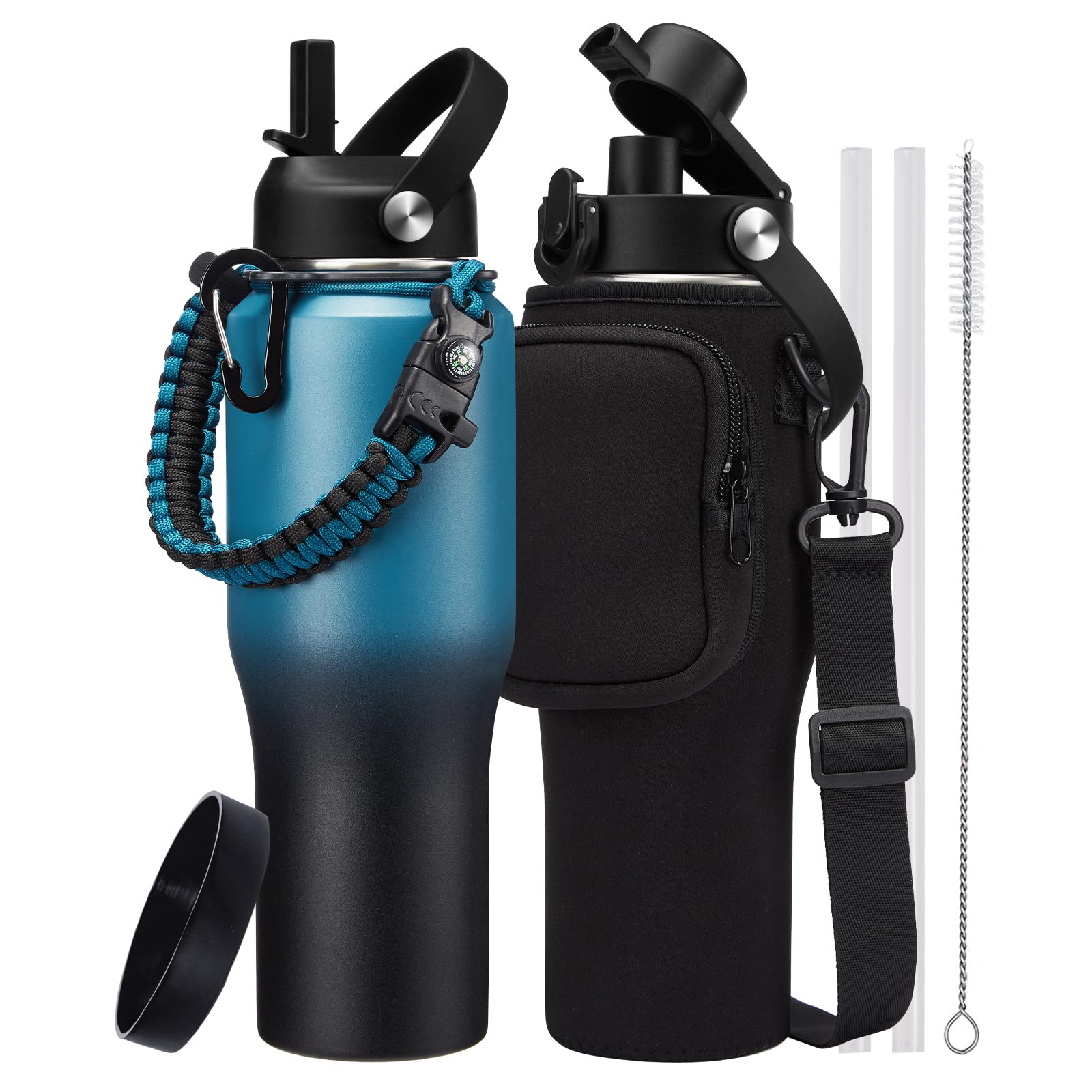 Amazon.com: 32 oz Insulated Tumblers Metal Water Bottles - with ...