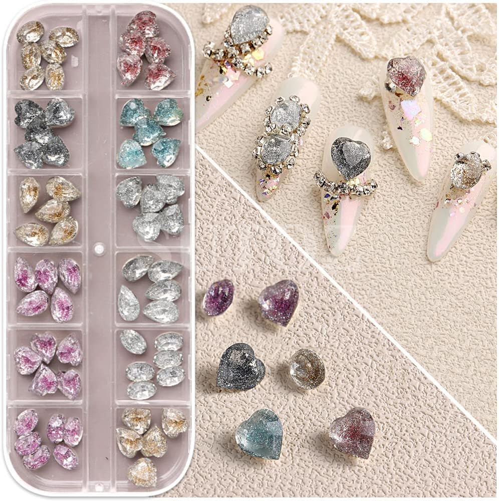 Amazon.com: CHANGAR 3D Ice Flower Nail Art Rhinestones Multi Color ...