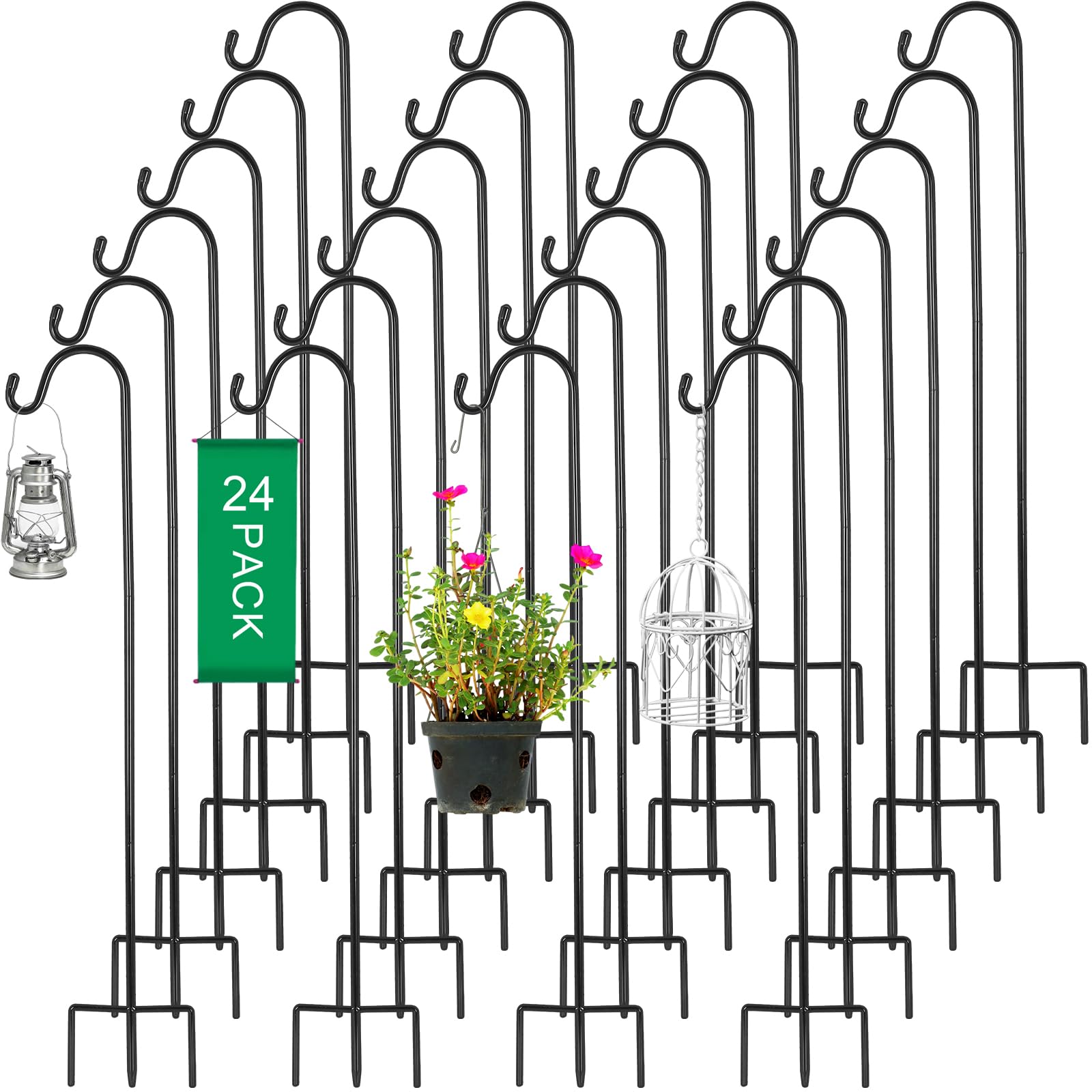 Amazon.com: Suzile 24 Pcs Shepherds Hooks for Outdoor 48" Shepherd's ...