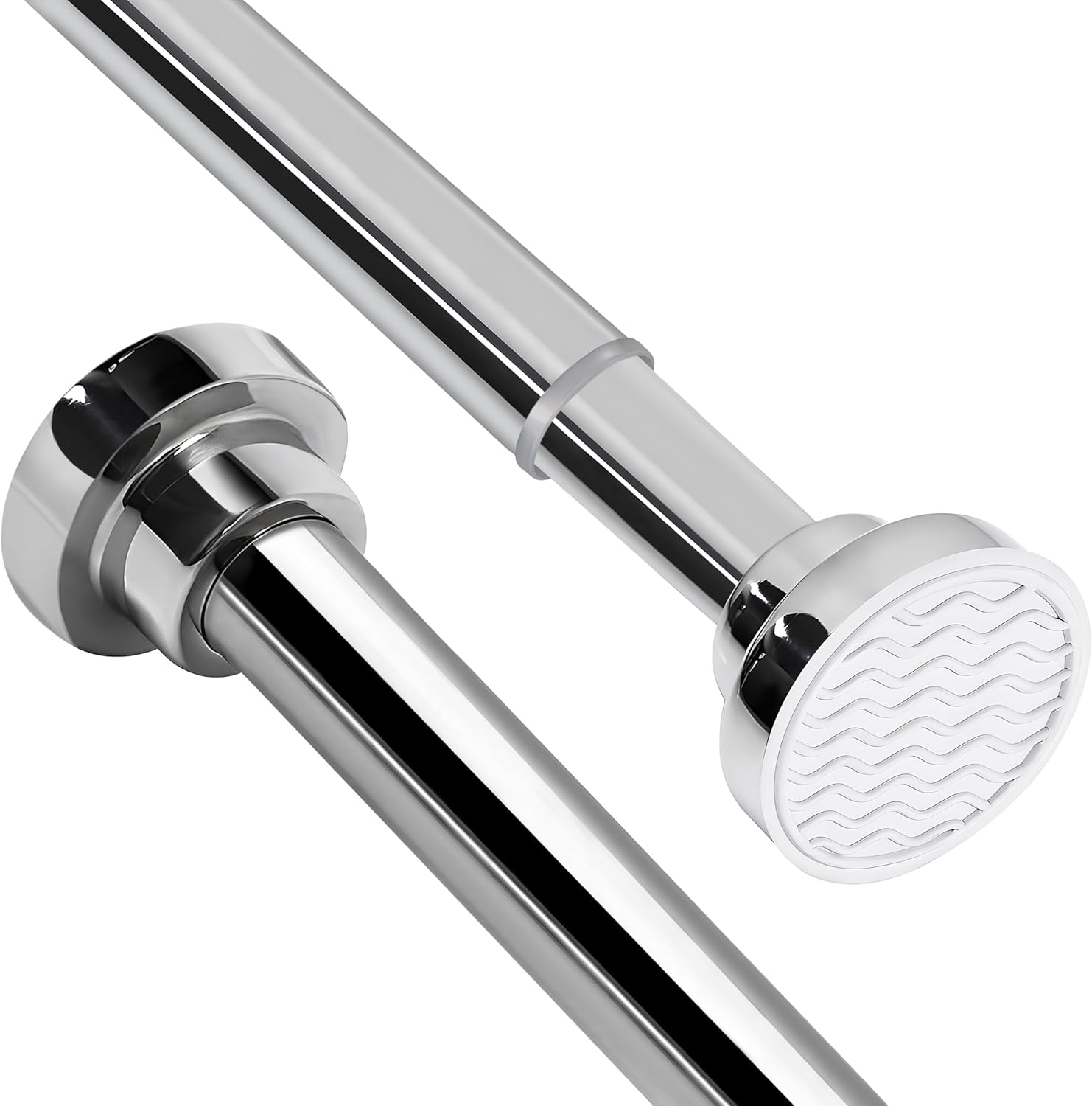 Stainless Steel Extendable Shower Curtain Rod Tension Pole, Net Voile ...