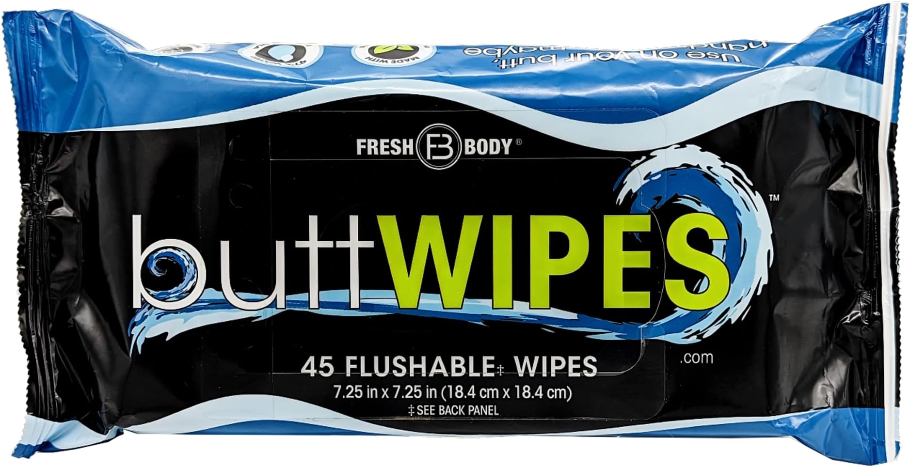 Amazon.com: Fresh Body FB Buttwipes Flushable Wipes (1 Pack, 45 wipes ...