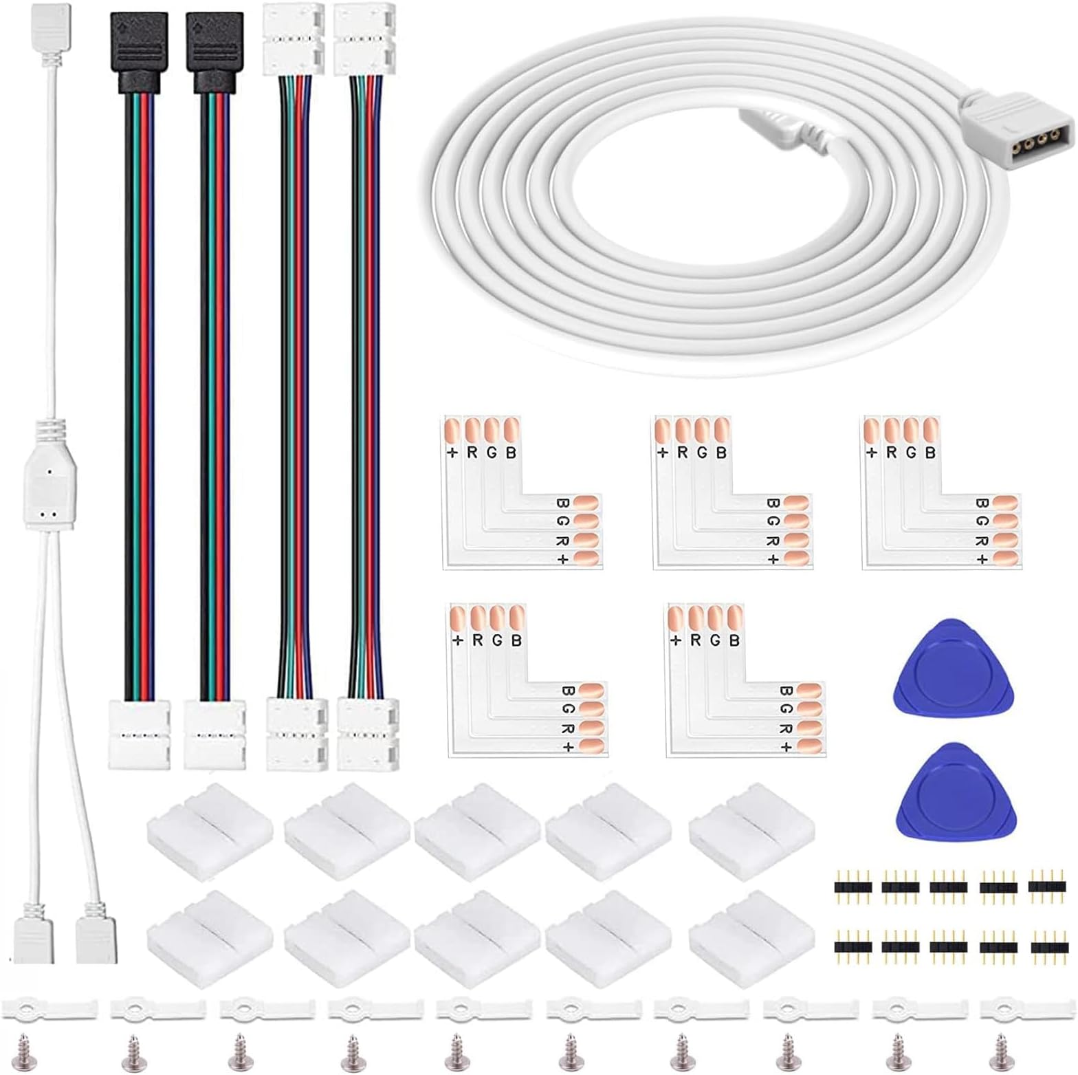 ENQIMAOYI 53pcs LED Strip Connector 4 Pin 8mm 3528 2835 RGB Rope Light ...