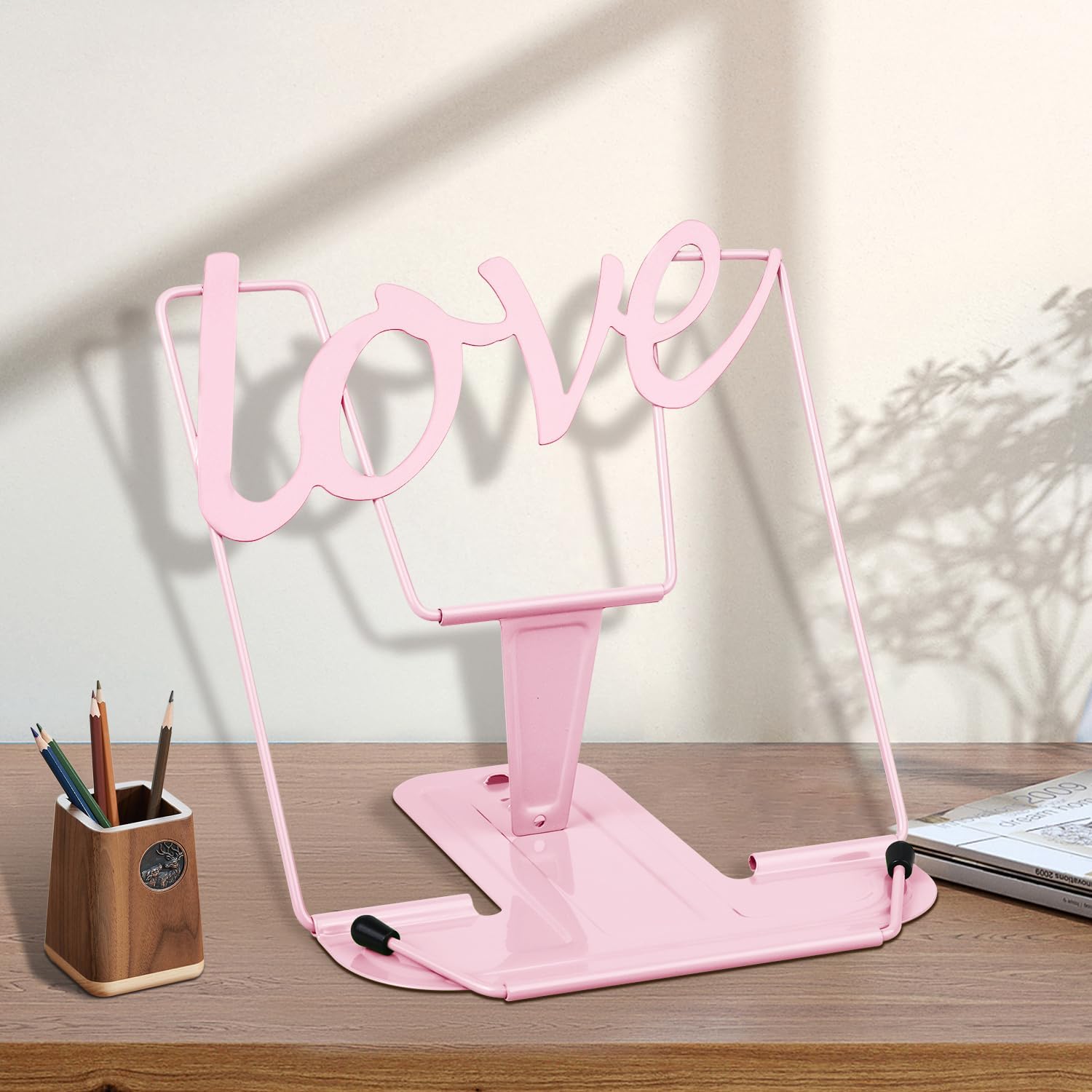 Amazon.com : Honagu Adjustable Metal Book Stand Book Holder, Book Stand ...
