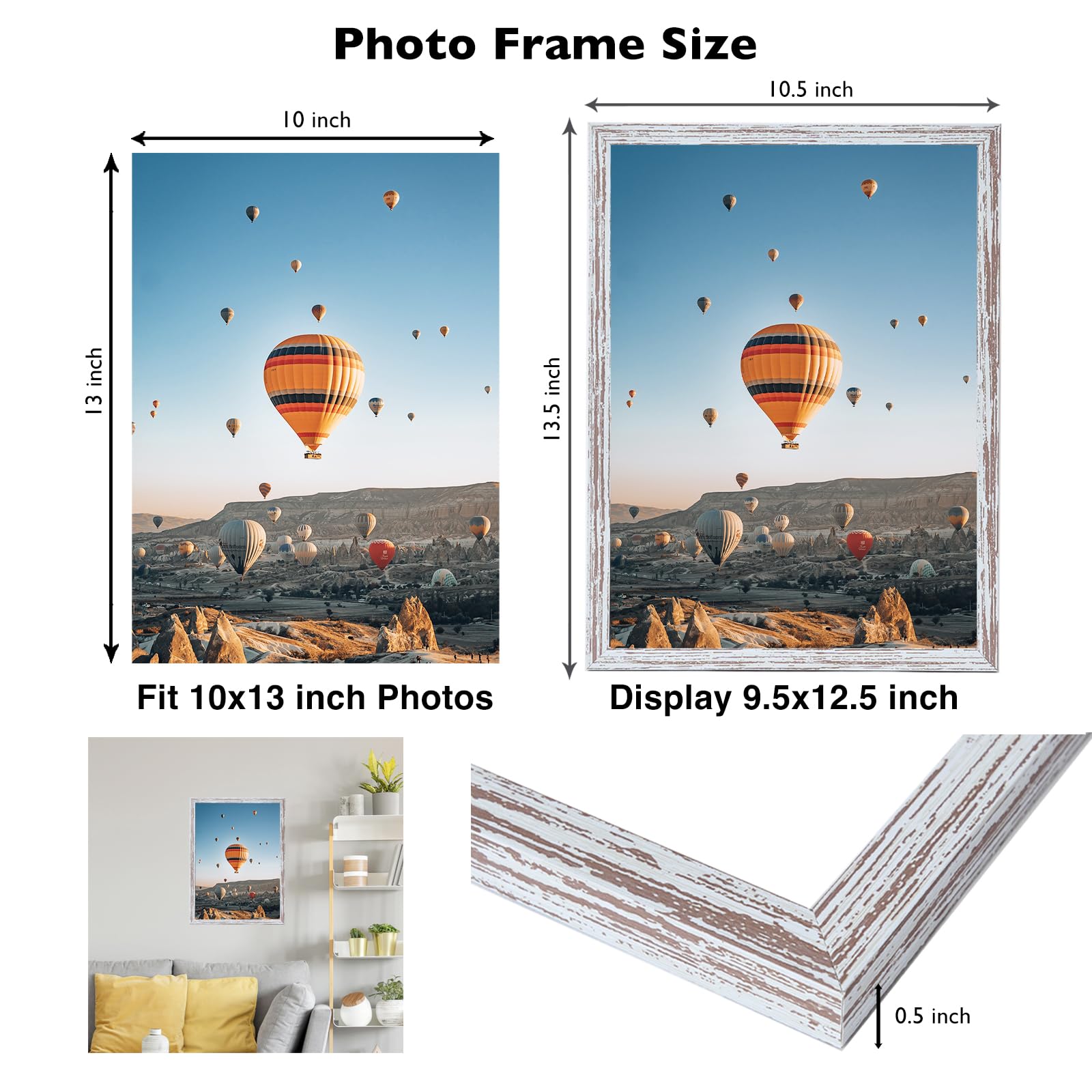 Snapklik.com : JCJMY 10x13 Rustic White Picture Frame Set Of 6 ...