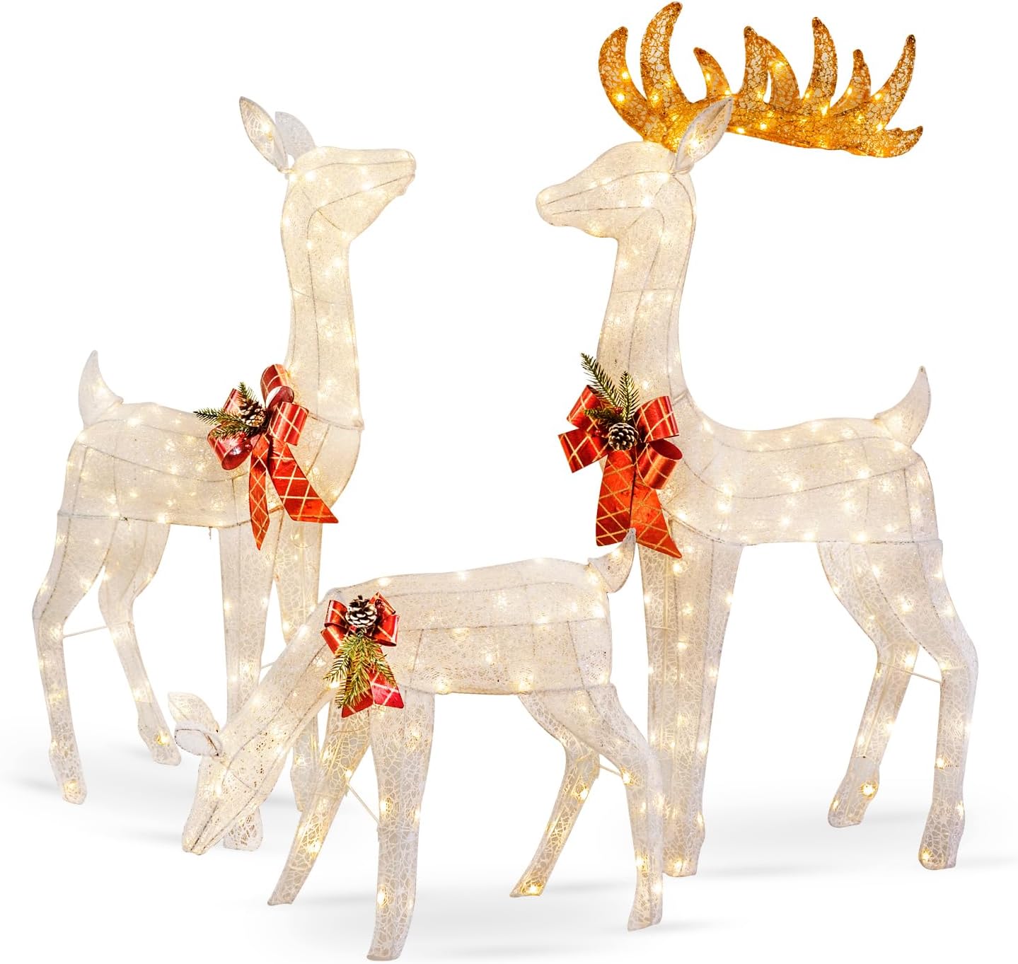Amazon.com: 3-Piece Reindeer Family, Lighted Christmas Deer Family Set with 330 Lights 53" Buck ...