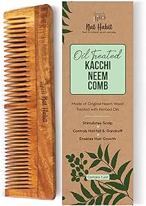 Nat Habit Kacchi Neem Wooden Comb - Soaked In 17 Herbs, Neem & Sesame ...