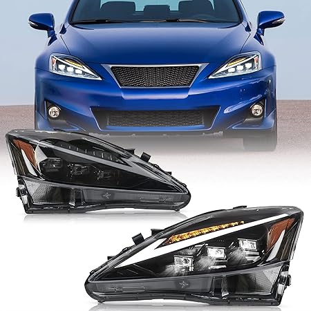 AKKON - For Lexus IS250 IS350 2IS Black Bezel Halo Projector DRL ...
