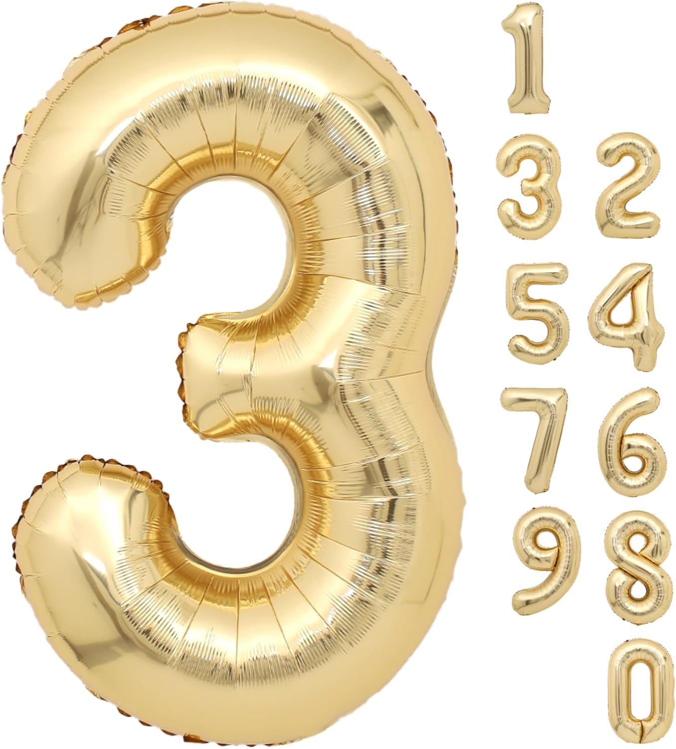 Amazon.com: 40 Inch Light Gold Number 3 Balloon 3rd Birthday Balloon ...