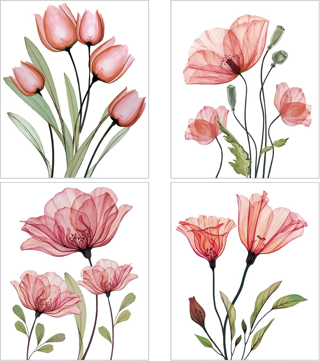 Amazon.com: Sinmoe 4 Sheets Red Rub on Transfers for Furniture Flower ...