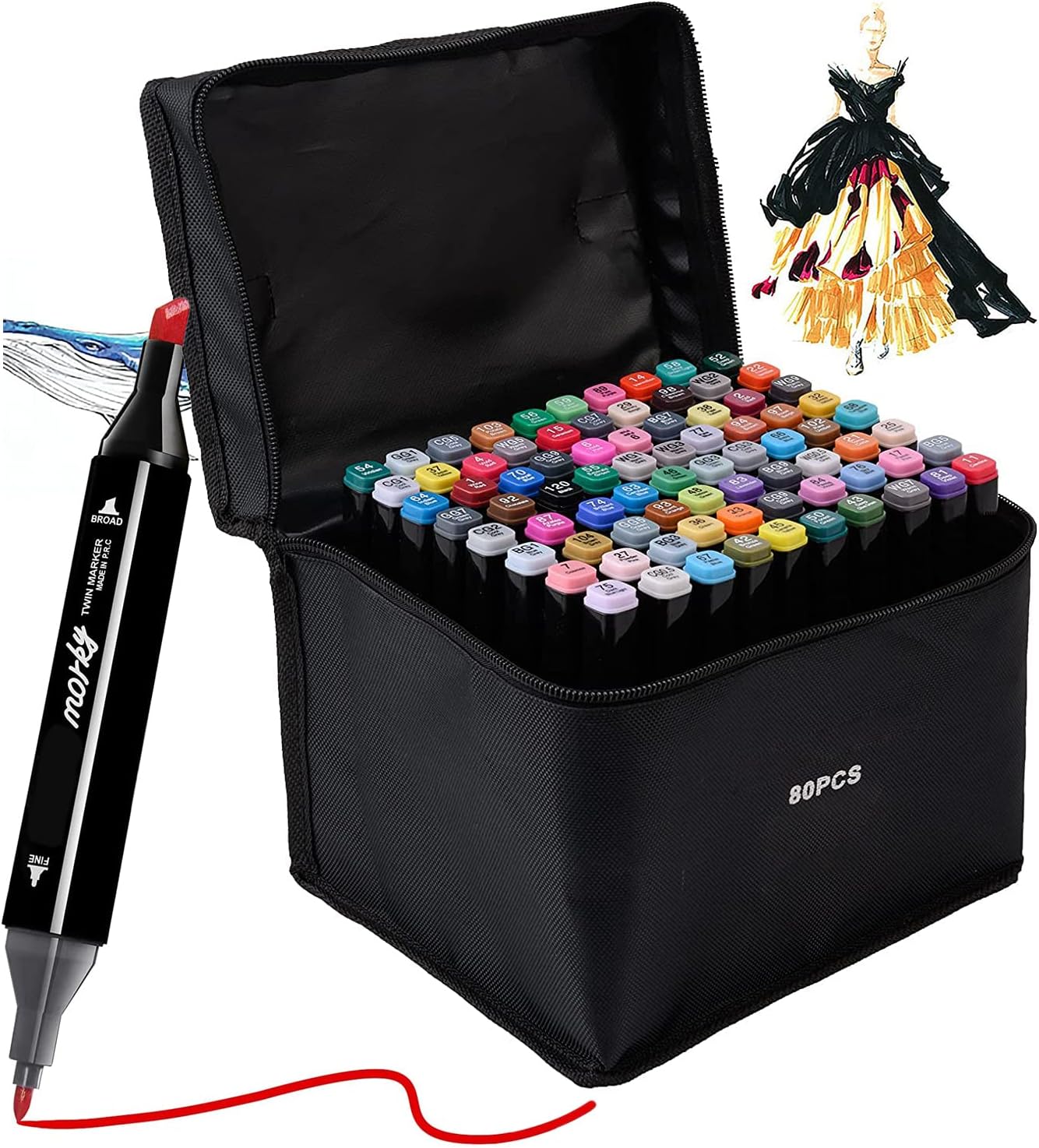 Aoriyar 48 Colors Alcohol Markers Set, Dual Tips Blender Art Markers ...