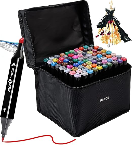 Marker Stifte 80 Farben, Alkohol Kunst Marker Färbung Künstler Stifte ...