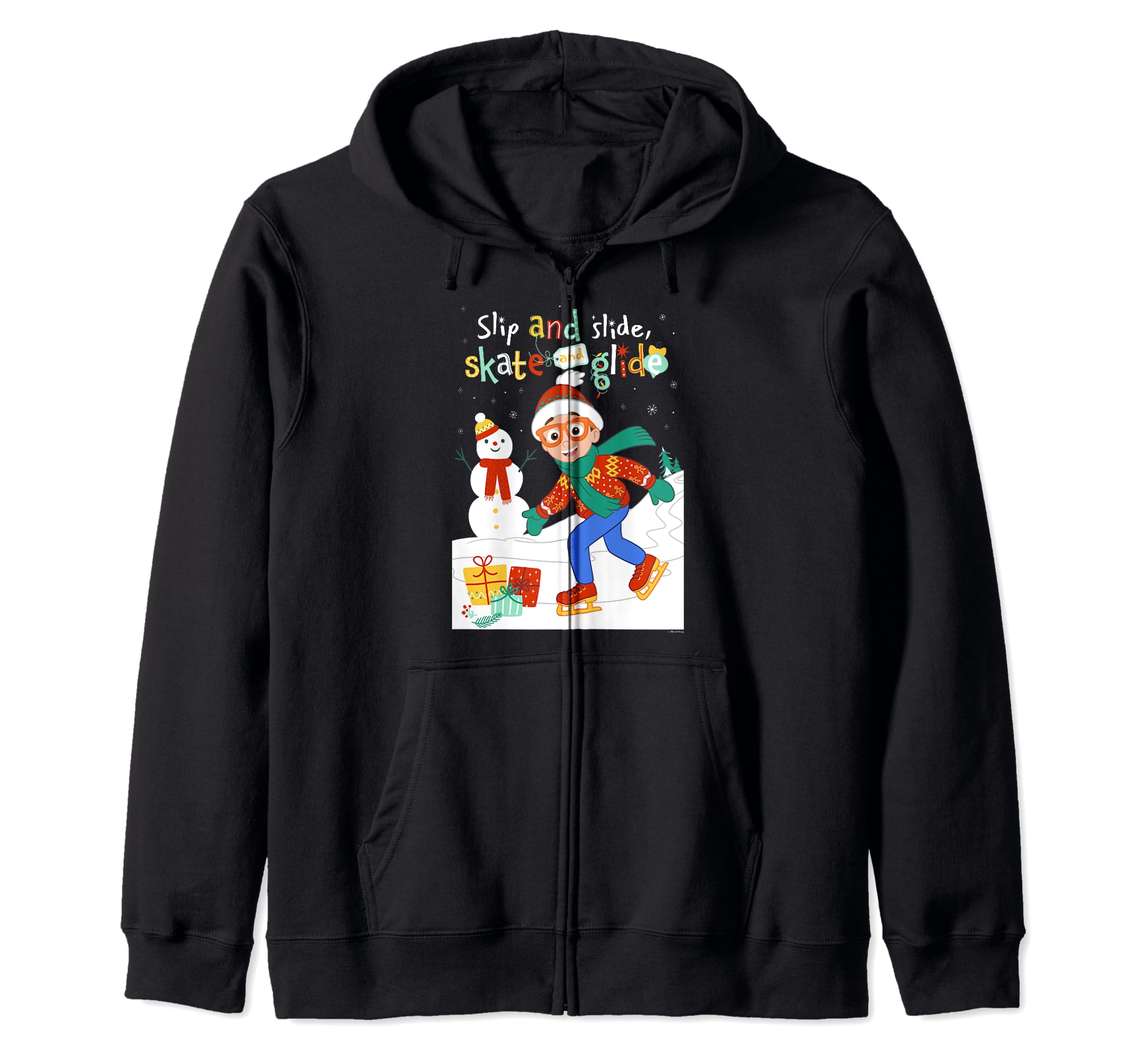 Snapklik.com : Christmas Slip And Slide Skate Glide Zip Hoodie