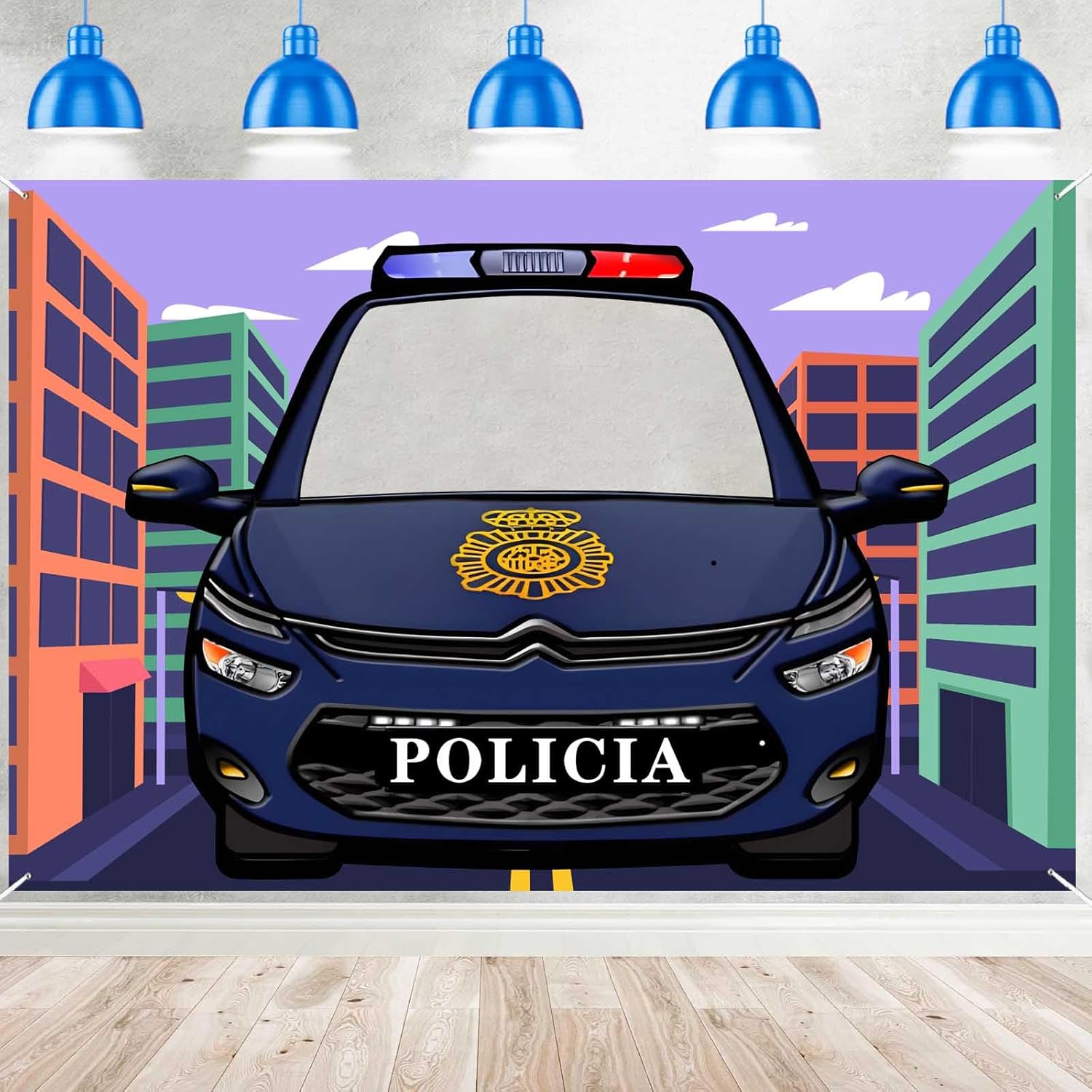 Amazon.com: Police Banner Backdrop Police Car Face in Hole Photo Prop ...