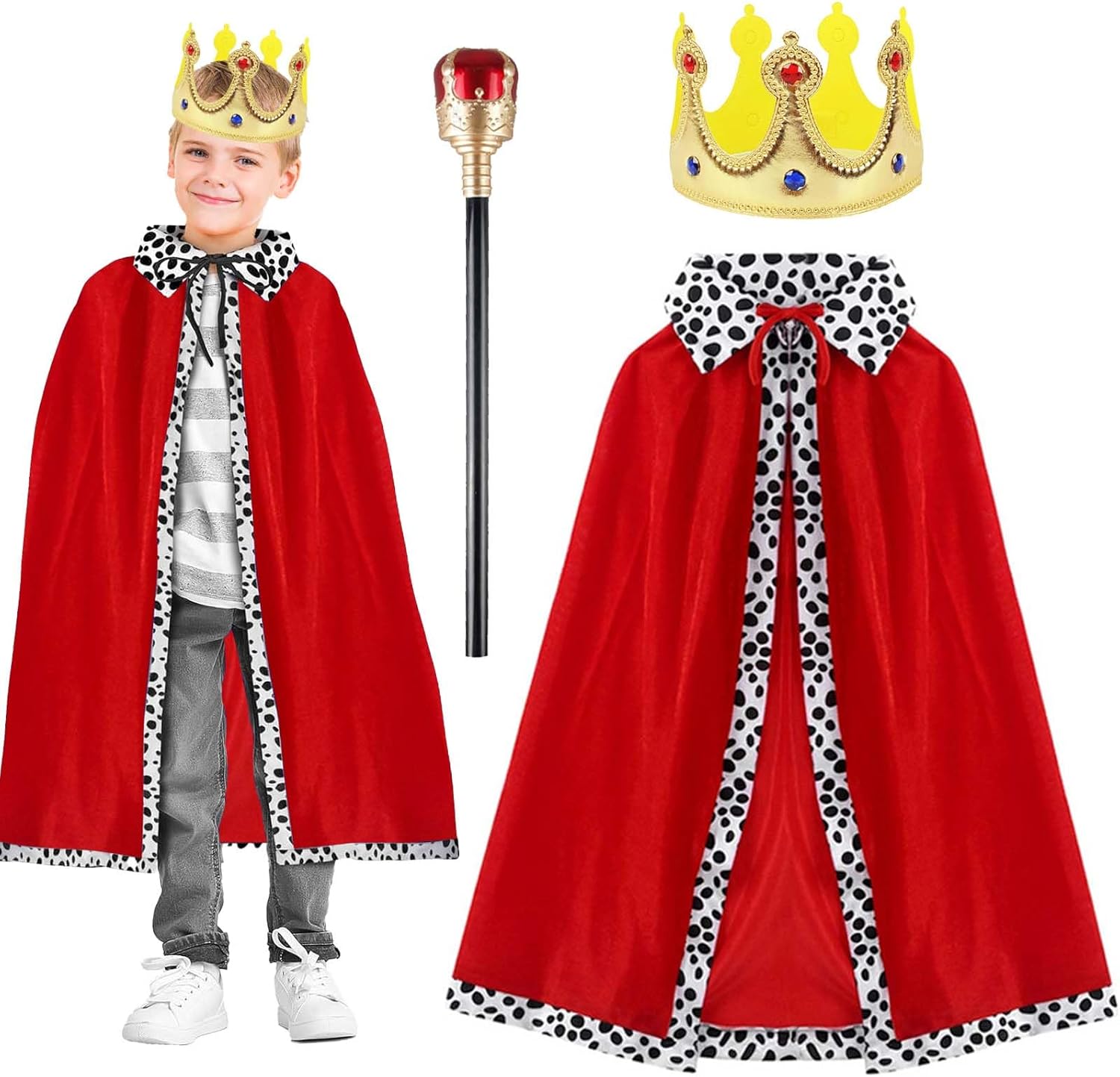 Amazon.com: XKEJKNY 3PCS King Robe Crown Queen Robe Royal Cape Costume ...