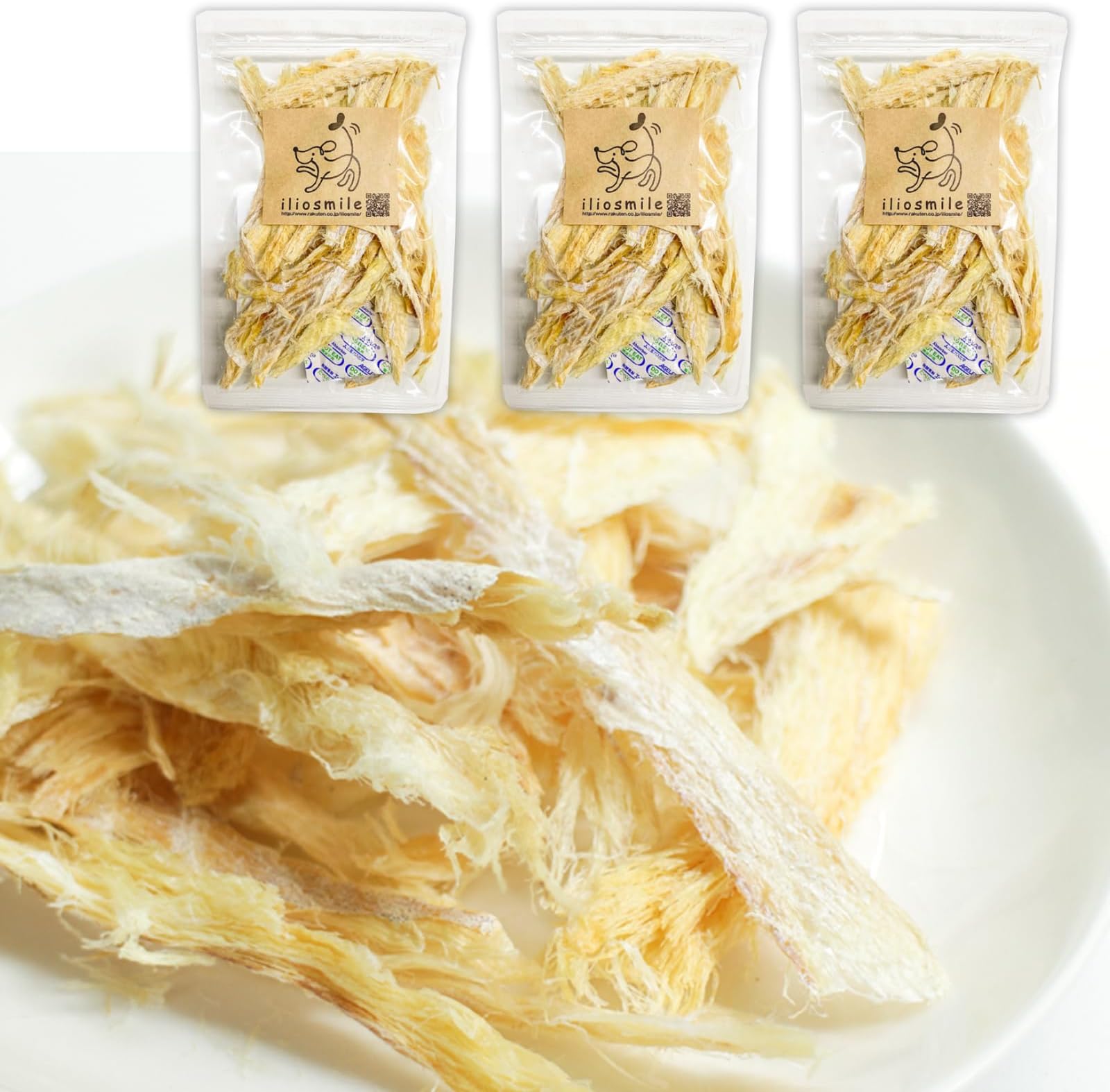 Amazon | iliosmile (イリオスマイル) お魚ジャーキー 魚 50g 犬 おやつ 無添加 国産 低脂肪 アレルギー対応 グルテンフリー (むしりタラ, 3袋セット ...