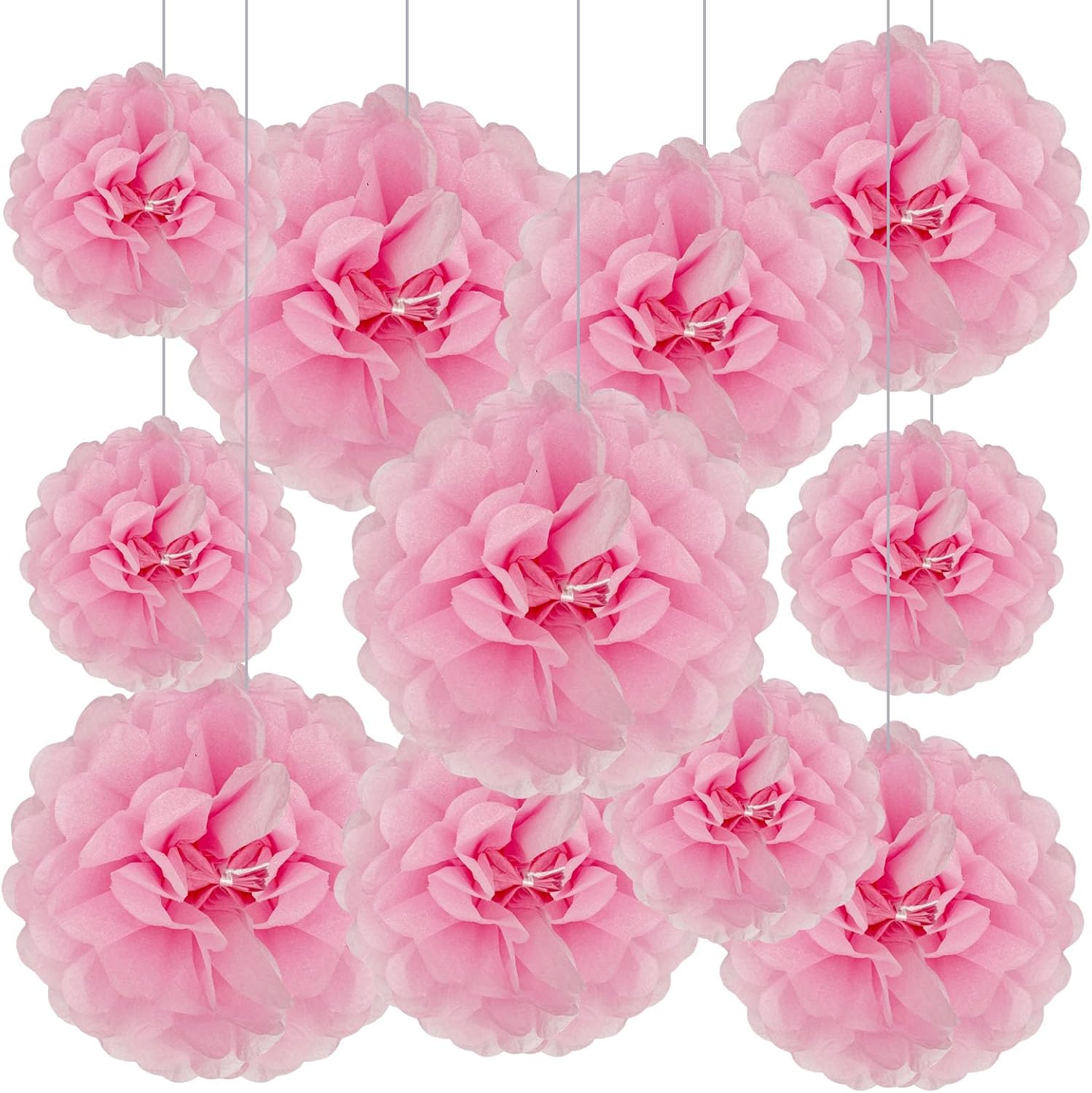 Amazon.com: Tissue Paper Pom Poms, Pink Tissue Paper Flowers, Hanging ...
