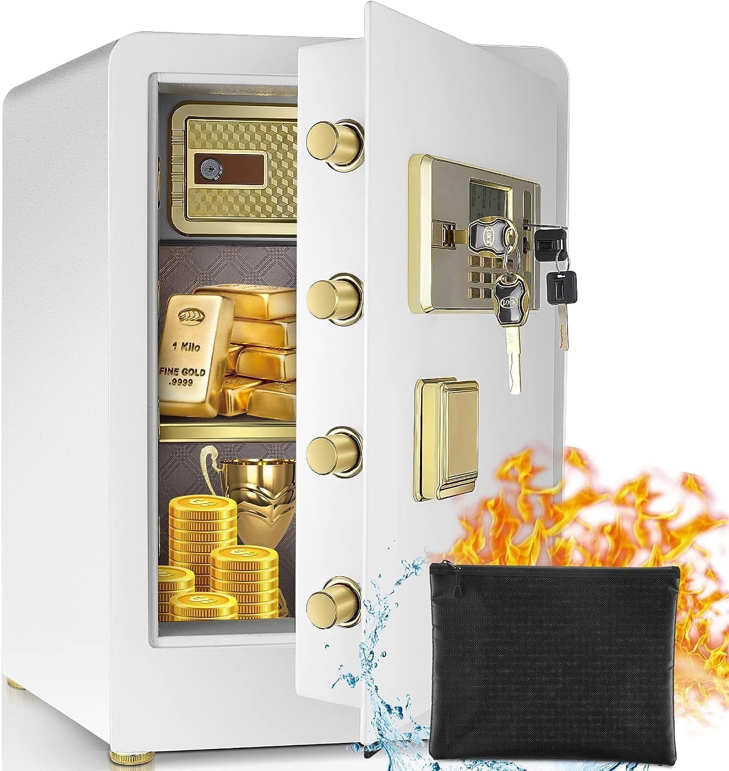 DIOSMIO Safe Box 3.8Ct Home Safe Large Safe Box Fireproof Waterproof ...