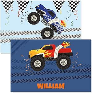 Amazon.com: Personalized Monster Truck Kids' Placemat- 11 by 17 Inch, 2 ...