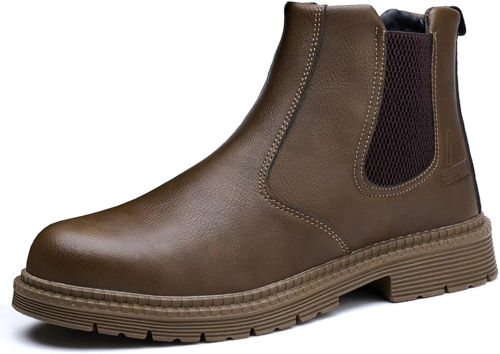ZBVB Steel Toe Boots for Women Men Welding Boots Slip on Chelsea Boot ...