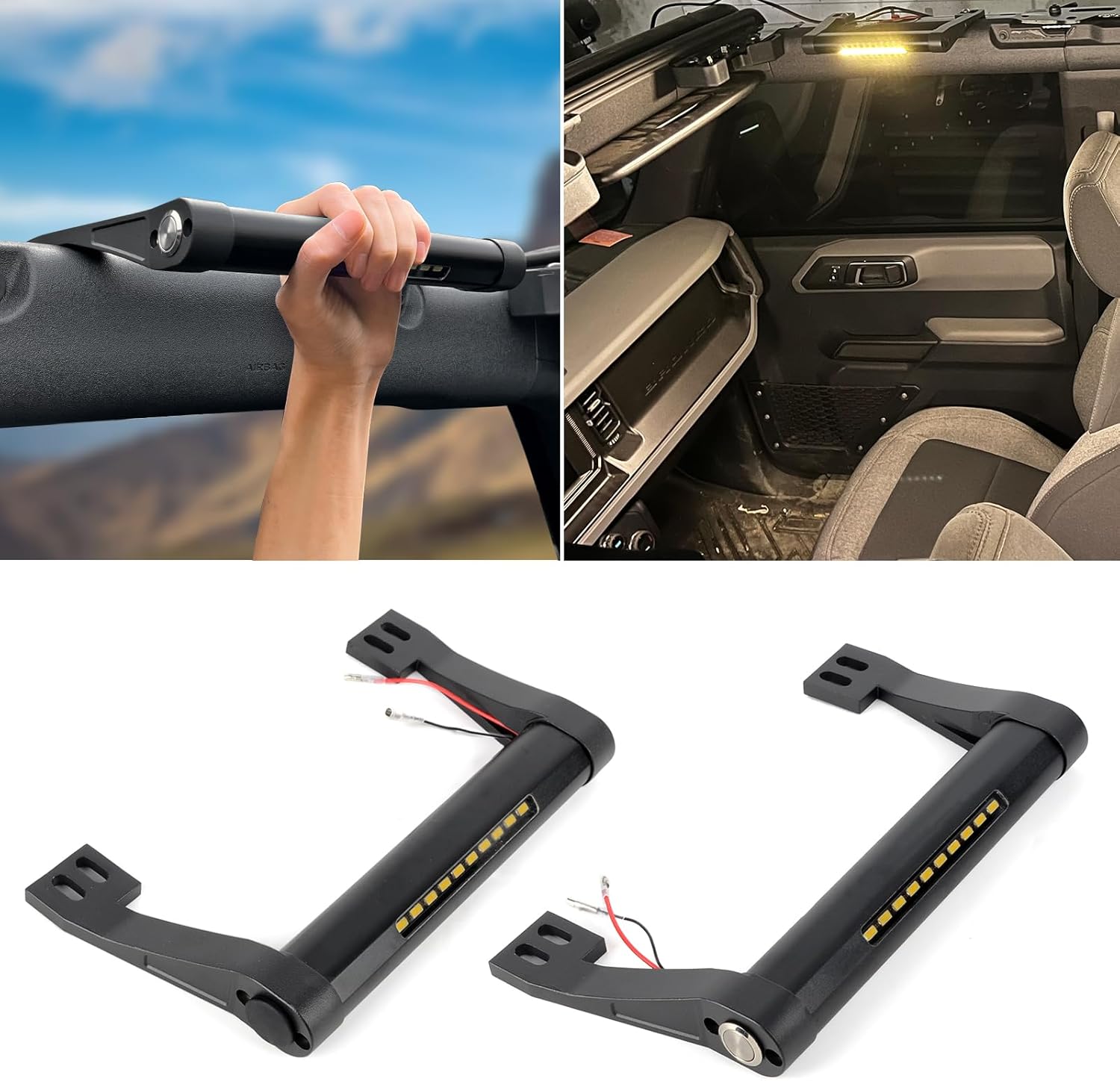 Amazon.com: MAIKER Aluminum Grab Handles with Light Compatible with ...