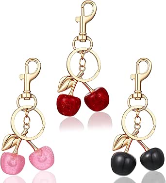 Pink Cherry Keychain Cute Cherry Bag Charm Backpack Keychains Hanging ...