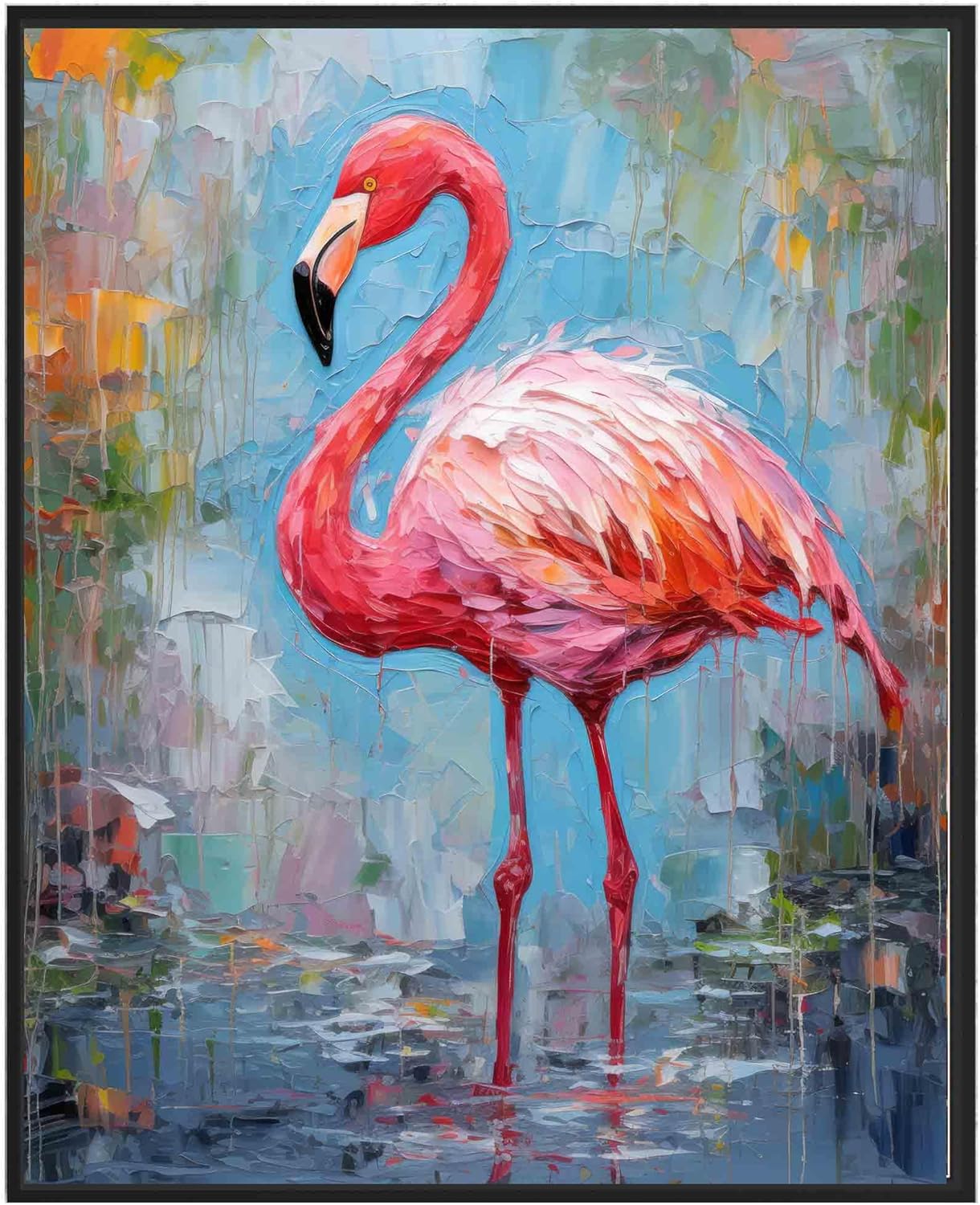 Amazon.com: Flamingo Art Print, Animal Painting Wall Art Abstract ...