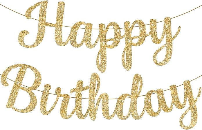 Ruzister Bannière italique dorée à paillettes « Happy Birthday » à ...