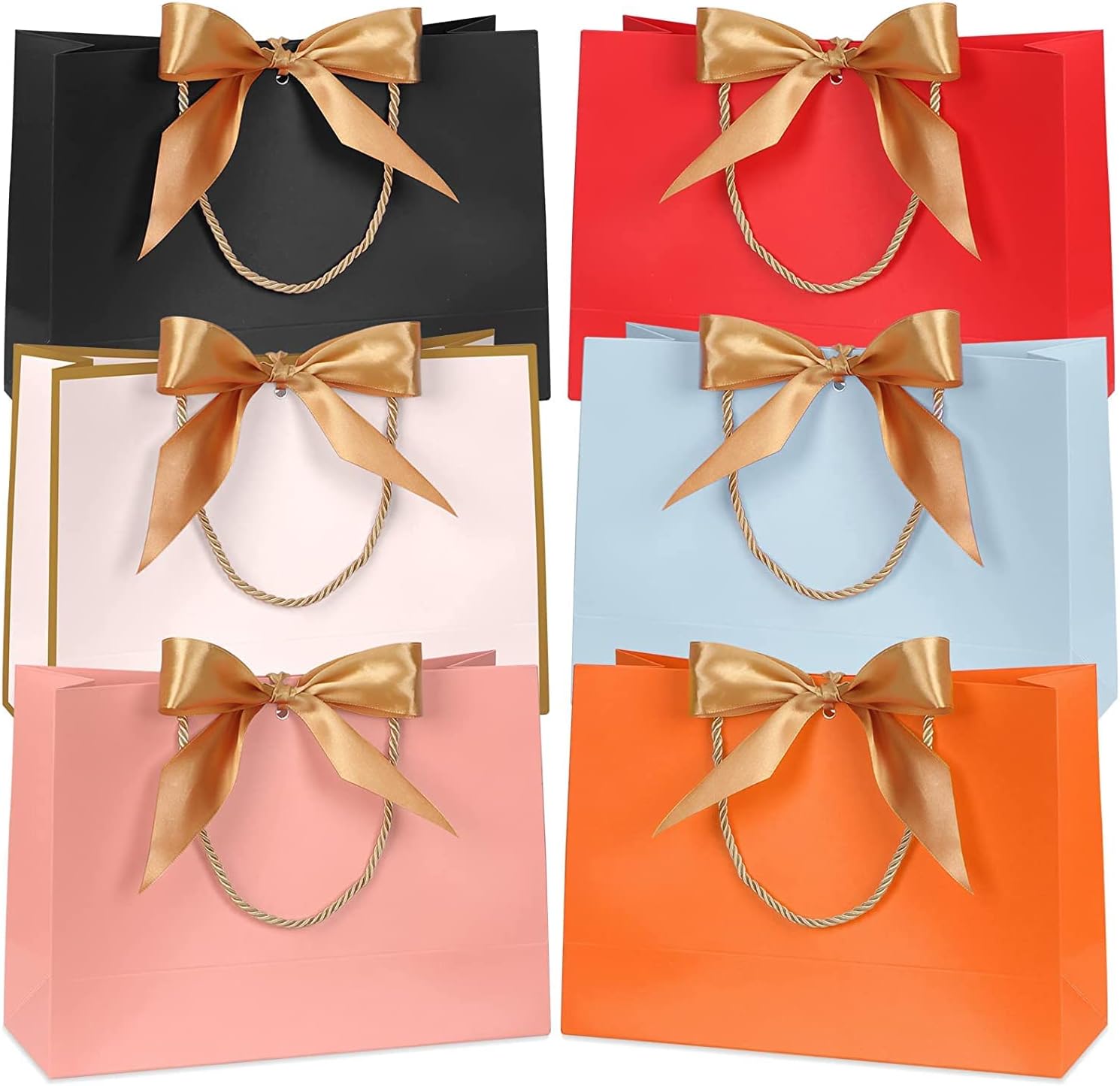 SYOSI Gift Bags, Small Favor Bags, with Handles and Bow Ribbon, 11 x 3. ...