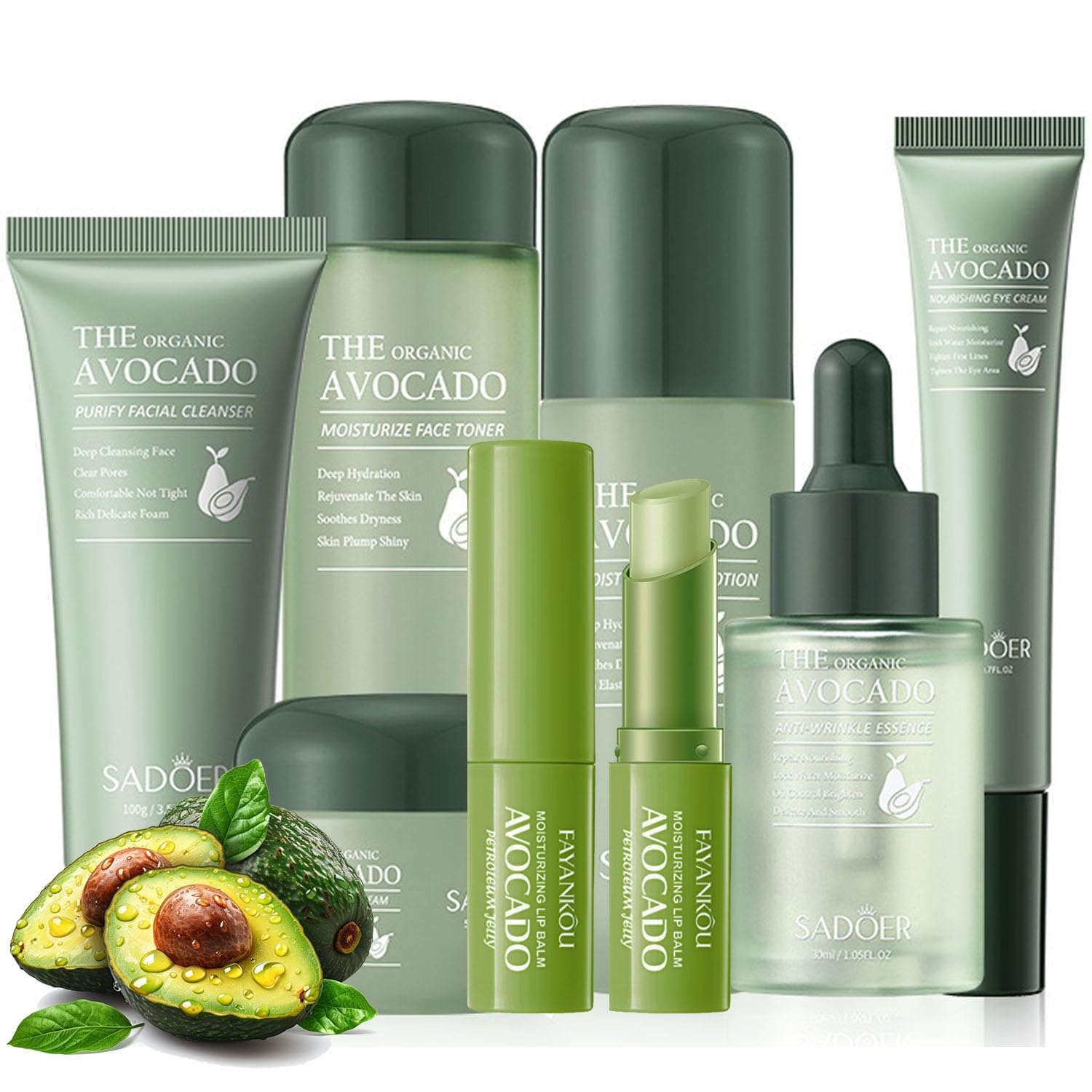 Amazon.com : 7pcs Avocado Skincare Kit, Skin Care Gift Set with Facial ...