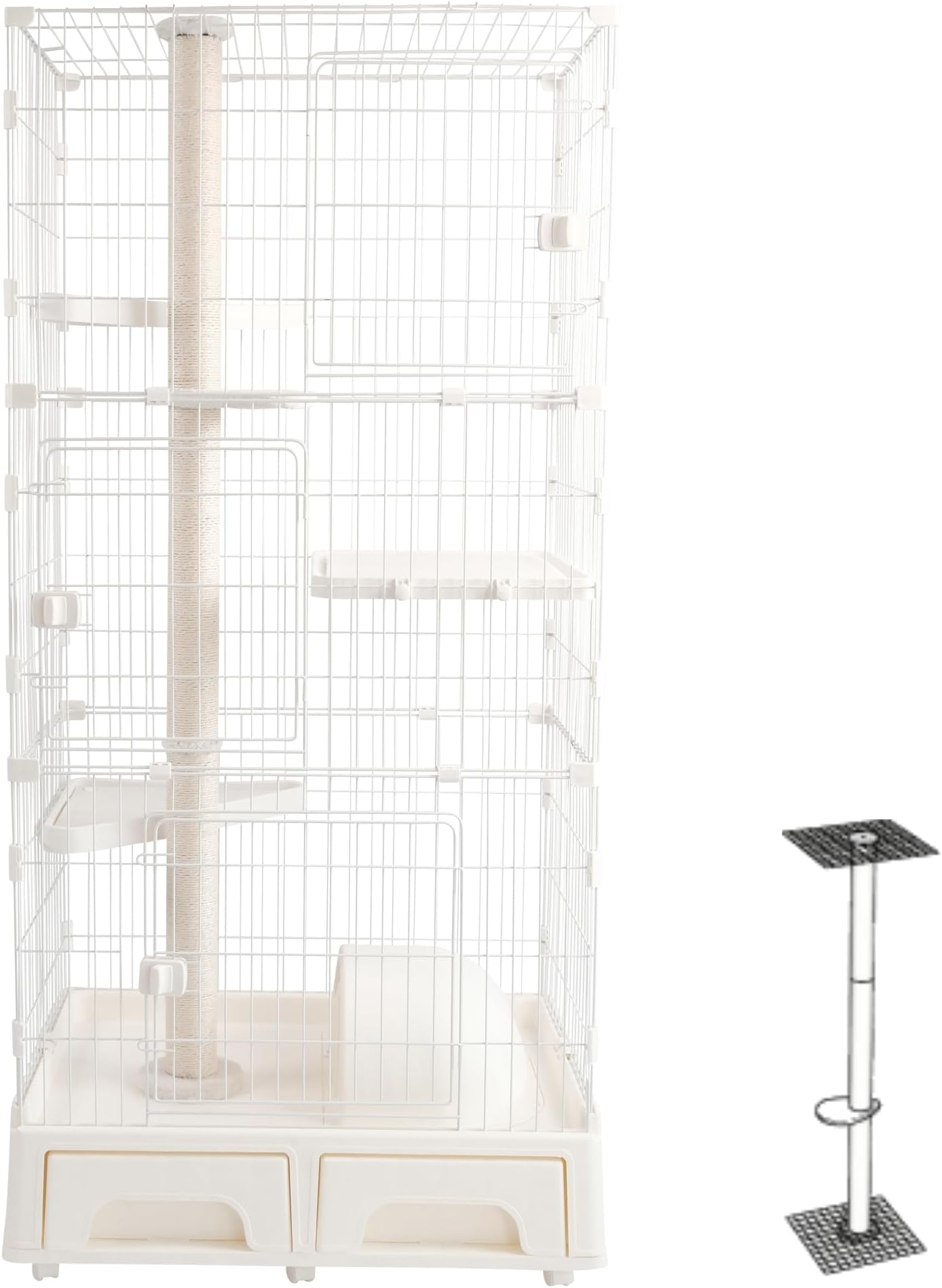 Amazon | MOTASAN 猫 ケージ キャットケージ 3段 2段 トイレ付き ドーム型トイレ トイレ収納型 キャスター スコップ付き ...