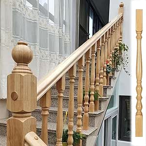 SAFWELA Indoor Stair Railing Stair Spindle Wood Balusters for Stair ...