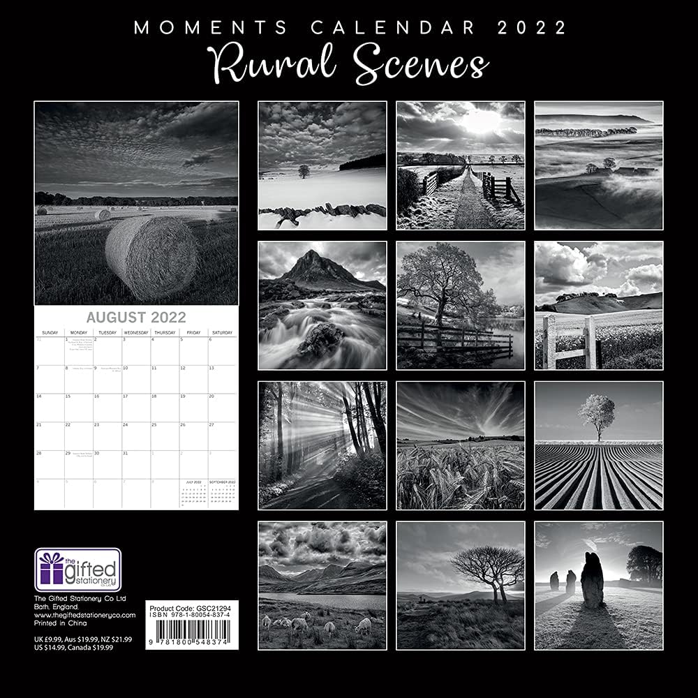 The Gifted Stationery 2022 Monthly Wall Calendar – Rural Scenes. 12 x ...