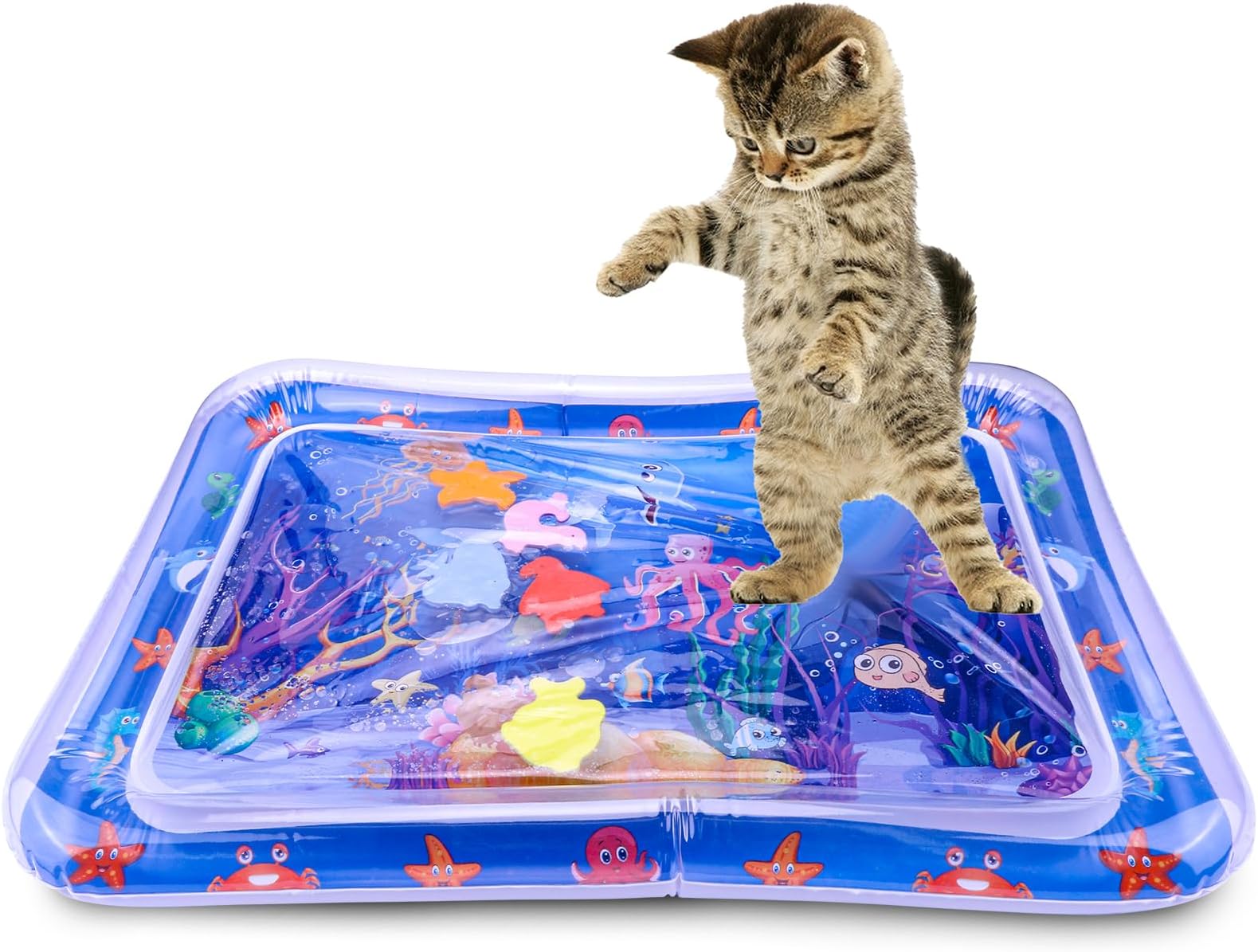 Palksky Water Sensory Play Mat for Cats, Cat Water Playmat for Self ...