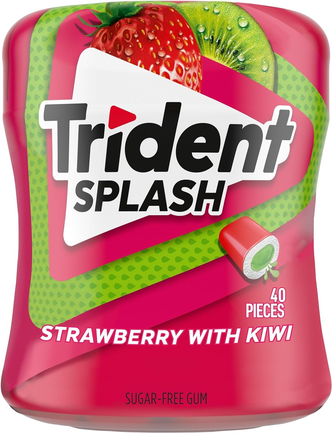 Trident Sugar-Free Gum Splash Strawberry Kiwi Bottle Candy, 6 Count, 40 ...
