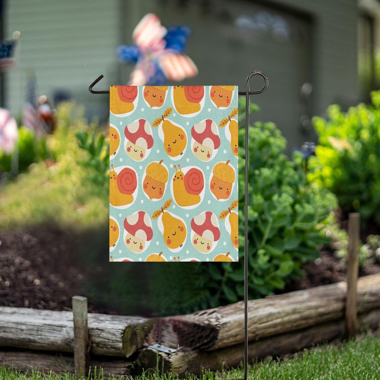 Amazon.com : Snails Pumpkins Pears Mushrooms Light Blue Halloween Flags ...