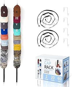 Amazon.com: RMYE Hat Rack Hold up to 60 caps Hat Organizer Two Straps ...