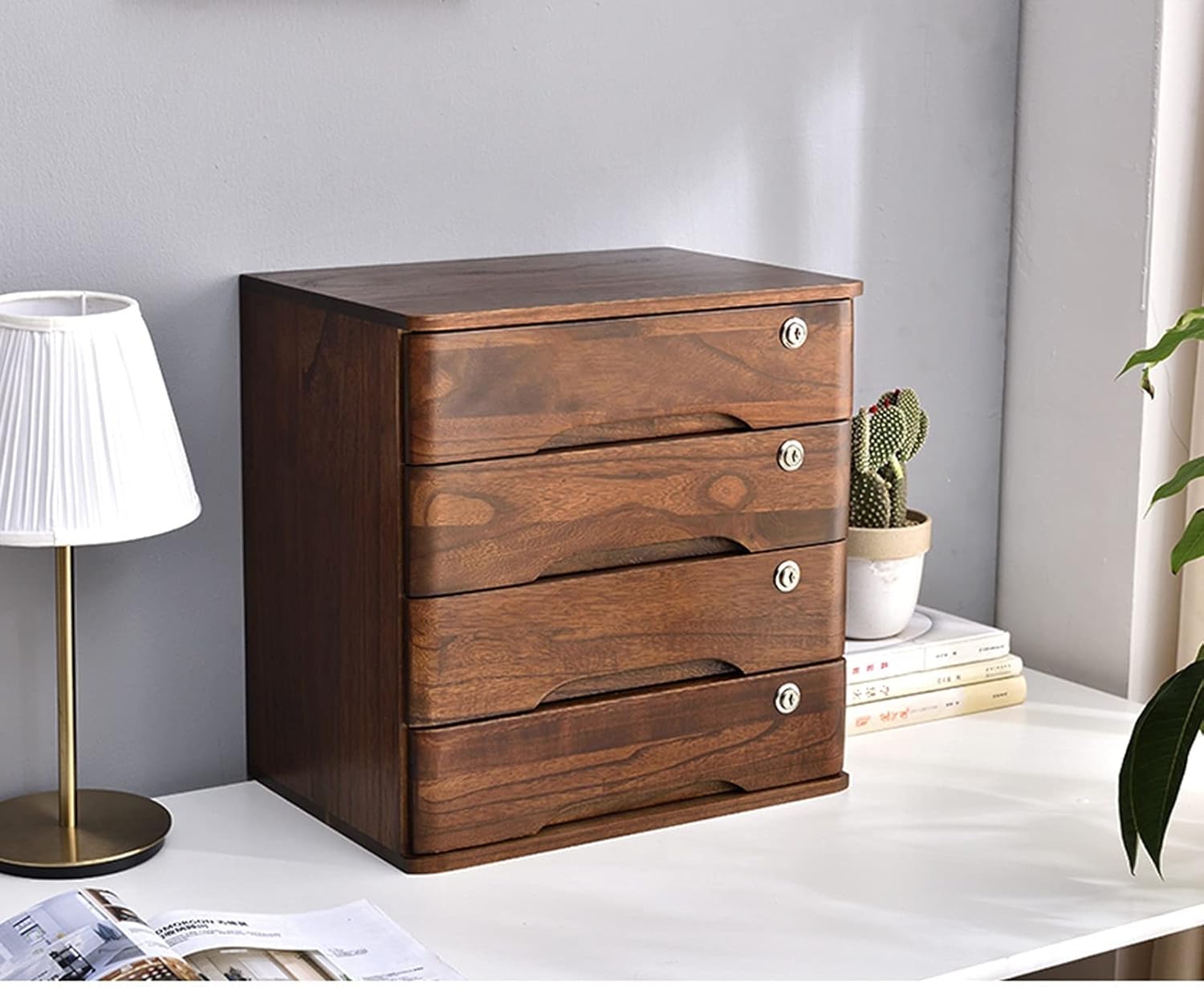 Amazon.com: BIZOLE 4 Drawer File Cabinet with Lock, Wooden Filing ...